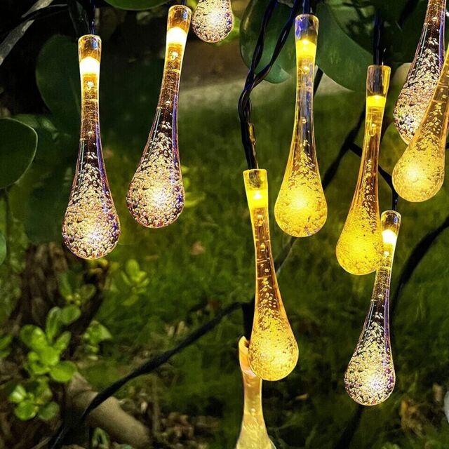 20 Led Teardrop Raindrop Garden Solar String Light 8 Modes Outdoor by ...
