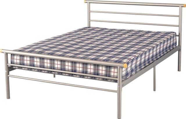 Orion 4ft Small Double Metal Bed Frame W/ Wooden End Caps Silver by ...