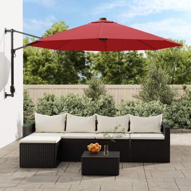 Wall-mounted Parasol Umbrella Garden Sun Shade Sun Shelter With Leds by ...