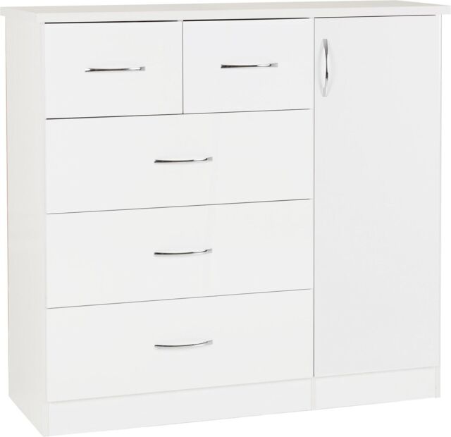 Nevada Chest Of Drawers Bedside Wardrobe Dressing Table Cabinet White ...