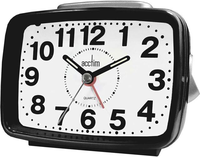 Acctim Titan 2 Alarm Clock With Sweeping Hand Snooze & Light - Black by ...