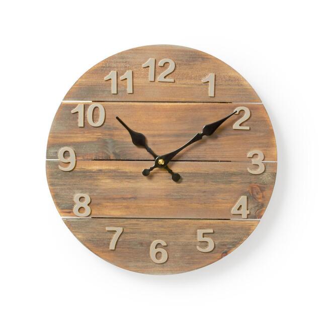 Wooden Rustic Distressed Wall Clock 30cm Diameter Shabby Chic Kitchen ...
