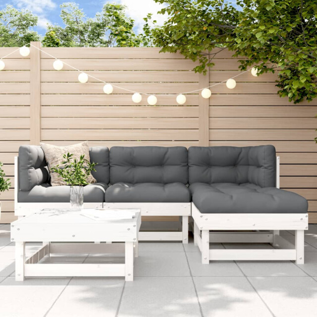 Garden Lounge Set Outdoor Modular Sofa Set 5 Piece Solid Wood Pine by ...