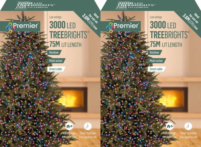 2x Premier 3000 Led Multi-action Treebrights Christmas Lights With by ...