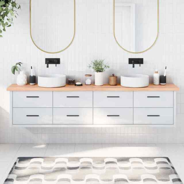 Bathroom Countertop Vanity Top Wash Basin Worktop Treated Solid Wood by ...
