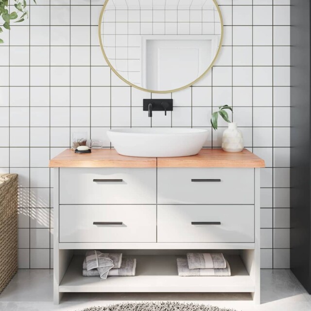 Bathroom Countertop Vanity Top Wash Basin Worktop Treated Solid Wood by ...