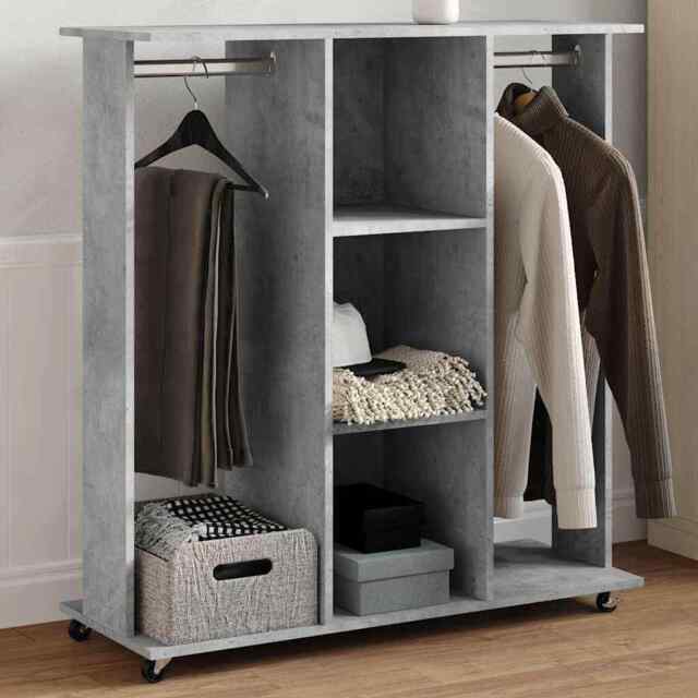 Wardrobe With Wheels Concrete Grey 102x38x110 Cm Engineered Wood by ...