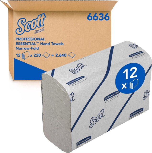 Scott Essential Hand Towels 6636 - Narrow-fold Paper Hand Towels - 12 ...