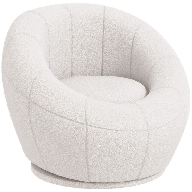 Homcom Modern Round Boucle Armchair Accent Chair For Living Room by ...