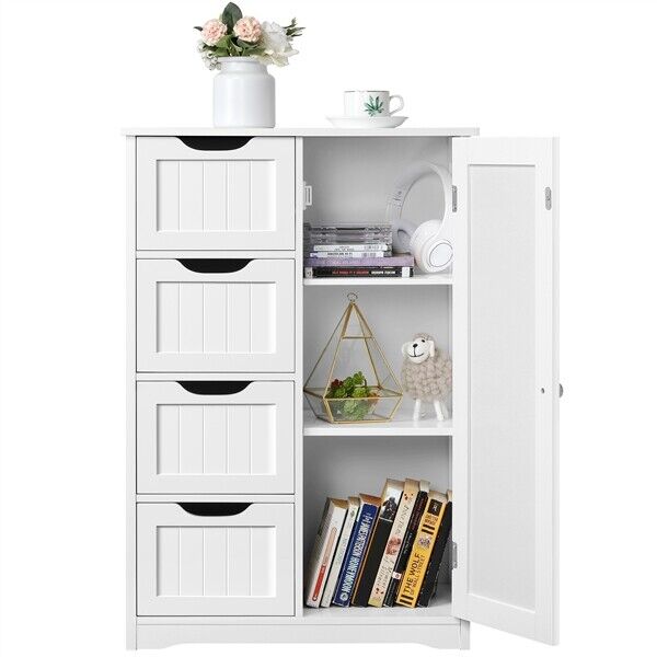 Bathroom Cabinet Free Standing Storage Unit 4 Drawers Floor Cupboard by ...