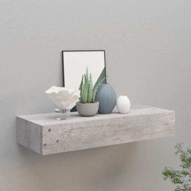 Wall-mounted Drawer Shelf Concrete Grey 60x23.5x10cm Mdf by eBay ...