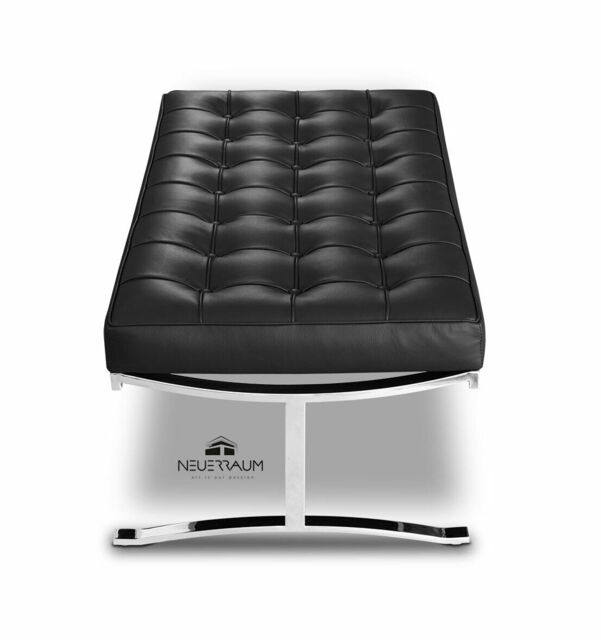 Bauhaus Leather Bench Seat Real Leather Polished Stainless Steel by ...