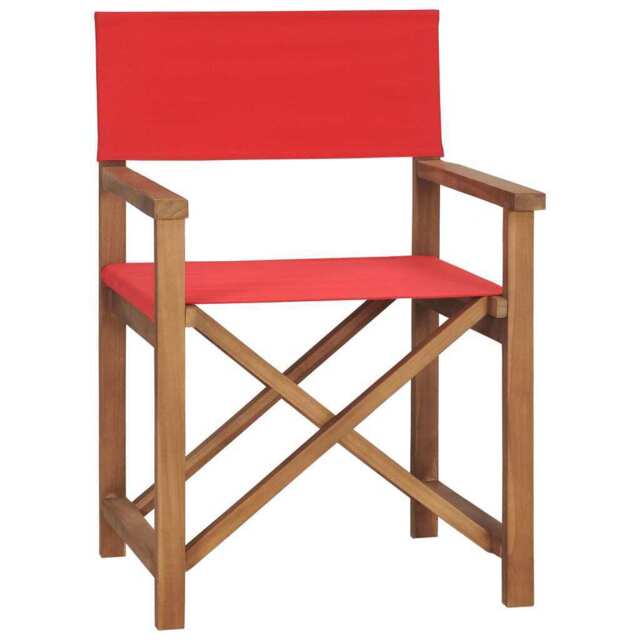 Vidaxl Director's Chair Solid Teak Wood Red by eBay | ufurnish.com