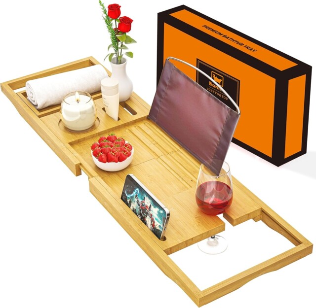 Bath Caddy Tray Expandable - Bath Trays For Across The Bath - Bamboo by ...
