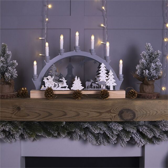 Christmas Led Candle Bridge Arch Wooden Santa Pre Lit Xmas Window by ...
