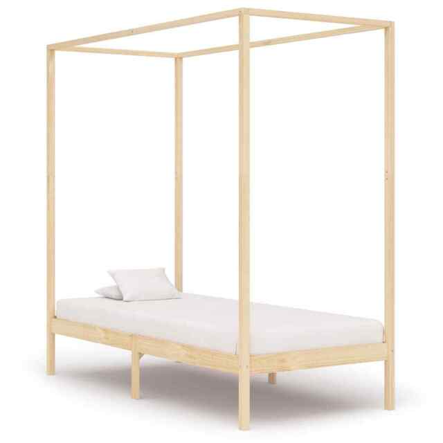 Canopy Bed Frame Solid Pine Wood 100x200 Cm Vidaxl by eBay | ufurnish.com