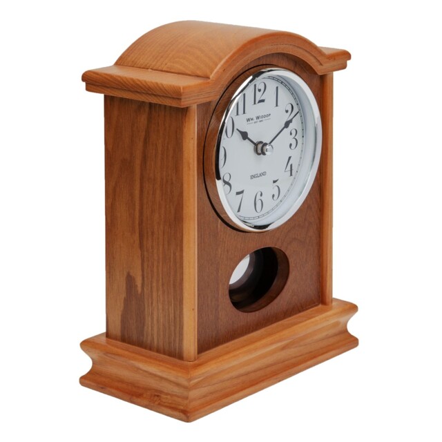 Wm Widdop Real Wood Oak Finish Broken Arch Mantel Clock With Pendulum ...