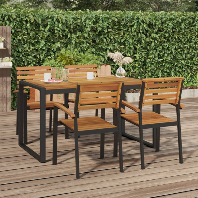 Garden Table With U-shaped Legs 140x80x75 Cm Solid Wood Acacia Vidaxl ...