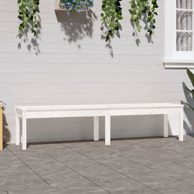 White Solid Pine Garden Bench 203.5x44x45 Cm Outdoor Patio Furniture by ...