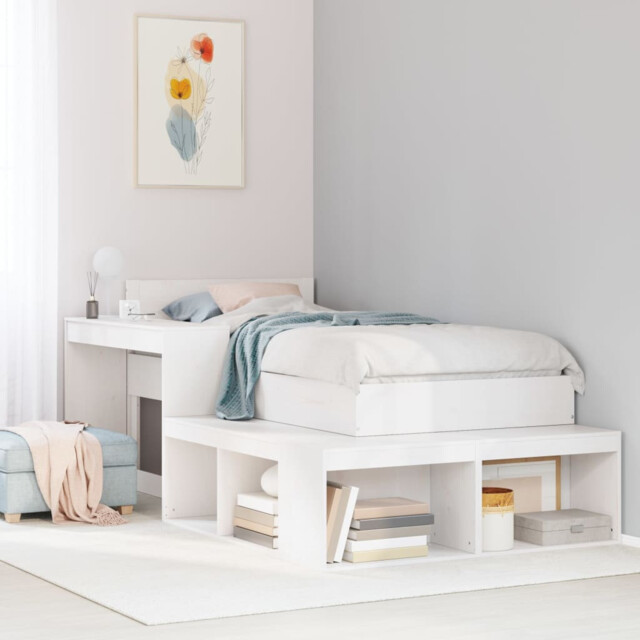 Bedside Cabinet With Desk Bed Side Table Nightstand Solid Wood Pine by ...