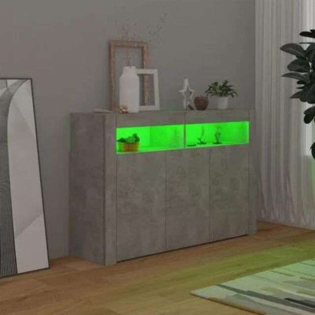 Led Sideboard Cabinet Modern Buffet Cupboard Storage Display 3 Doors by ...