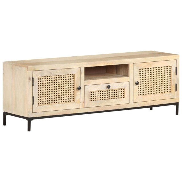 Solid Mango Wood Tv Cabinet Natural Cane Standing Lowboard Furniture by eBay | ufurnish.com
