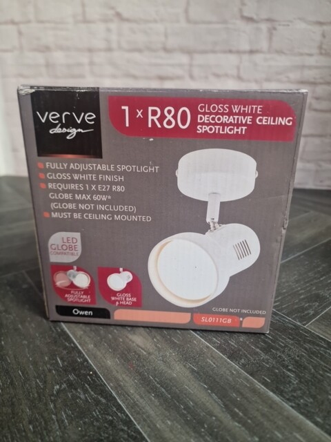 Verve Design Owen Gloss White Single Ceiling Spotlight by eBay ...