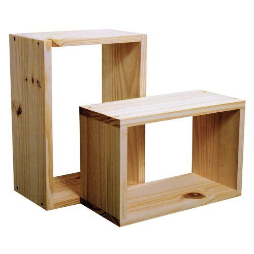 Natural Wood Wooden Wall Cube Cubes Shelf Shelves Storage Unit Set Of ...