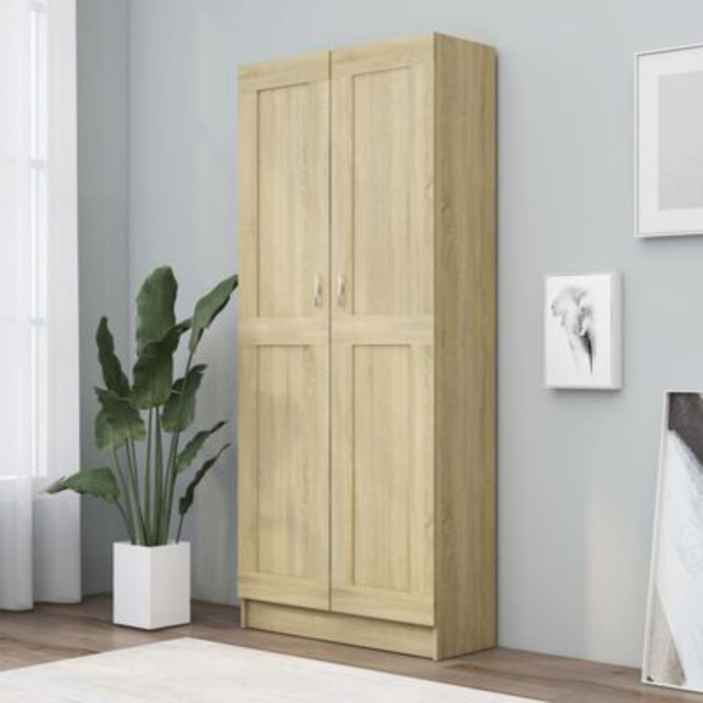 2 Door Book Shelf Deep Bookcase Home Storage Tall Cabinet Living Room ...