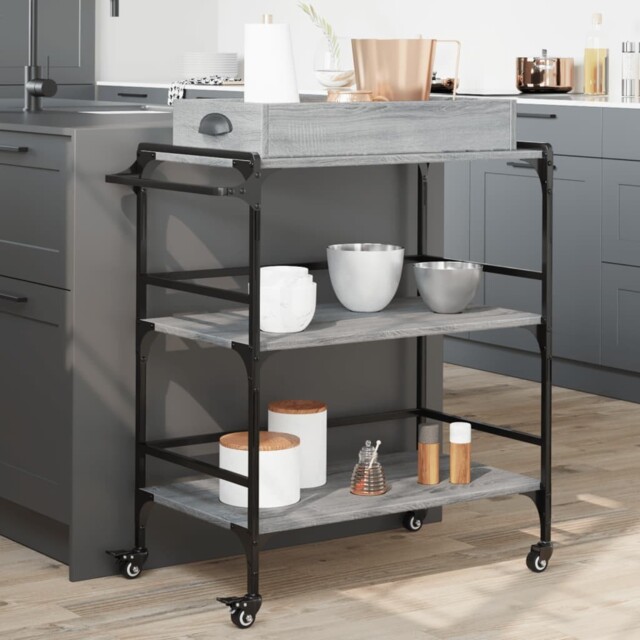 Kitchen Trolley Rolling Cart Storage Serving Trolley Engineered Wood by eBay | ufurnish.com