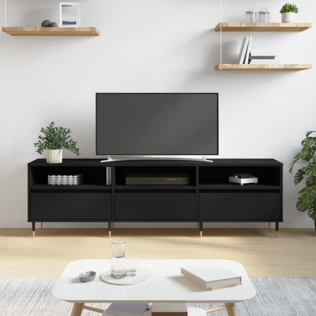 Modern Wooden Tv Tele Stand Unit Cabinet With 3 Drawers & Open Storage ...