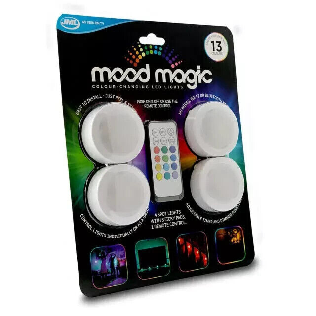 Jml Mood Magic Colour Changing Led Lights - 13 Colours - 4 Spot Lights ...