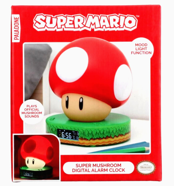 Super Mario Bros Official Mushroom Alarm Clock Toad Night Light Mood by ...