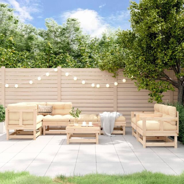 Garden Lounge Set Outdoor Modular Sofa Set 8 Piece Solid Wood Pine by ...