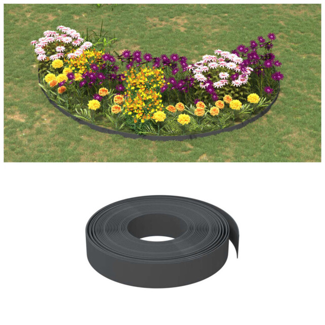 Grey Polyethylene Garden Edging 3 Pcs 10m X 10cm Flexible Durable by ...