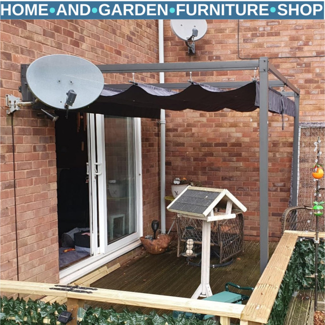 3x4m Lean To Pergola With Retractable Roof Metal Patio Canopy For Deck ...