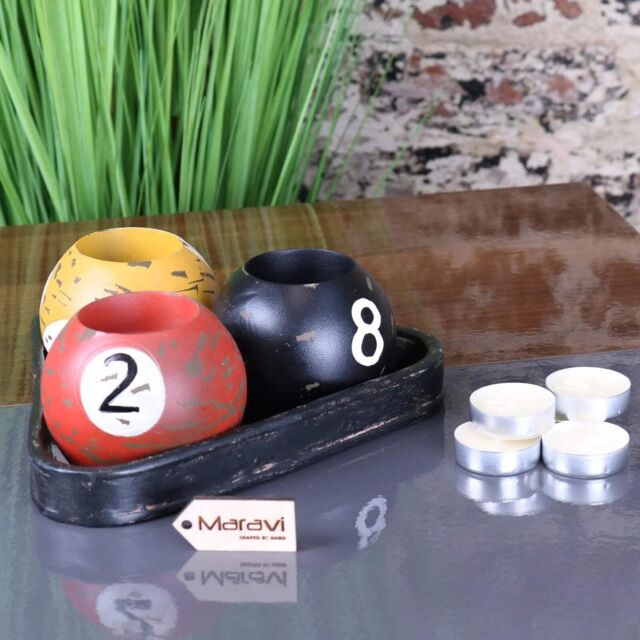Ingali Pool Ball Candle Holders Games Room Man Cave Quirky Decor by ...