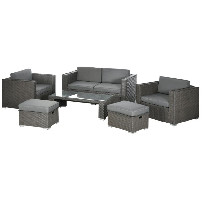 Elegant Grey Rattan Garden Set - 6 Pieces For Stylish Outdoor Living by ...