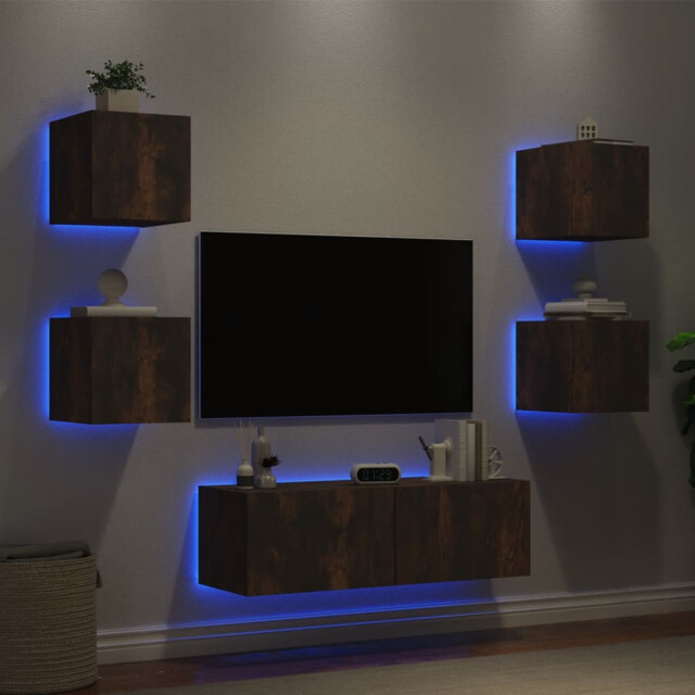 Tv Wall Cabinets With Led Lights 5 Piece Floating Tv Wall Unit Tv by ...