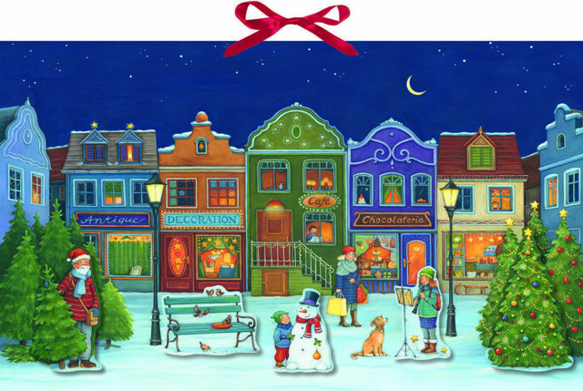 Festive Town Square Advent Calendar Die-cut Figures With 3d Effect by ...