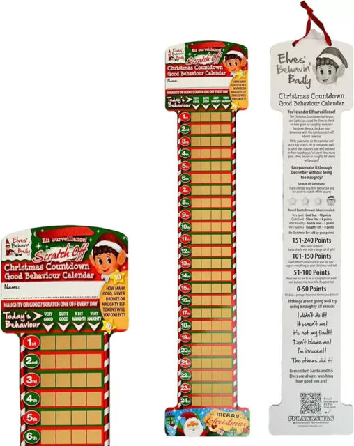 Elf Scratch Off Countdown Advent Calendar - Kids Christmas Elves by ...