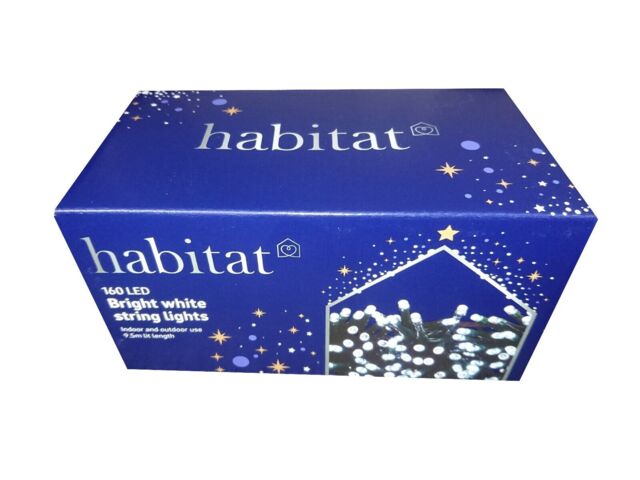 Habitat 160 Led Bright White Party Lights Indoor Outdoor 9.5m Lit by ...