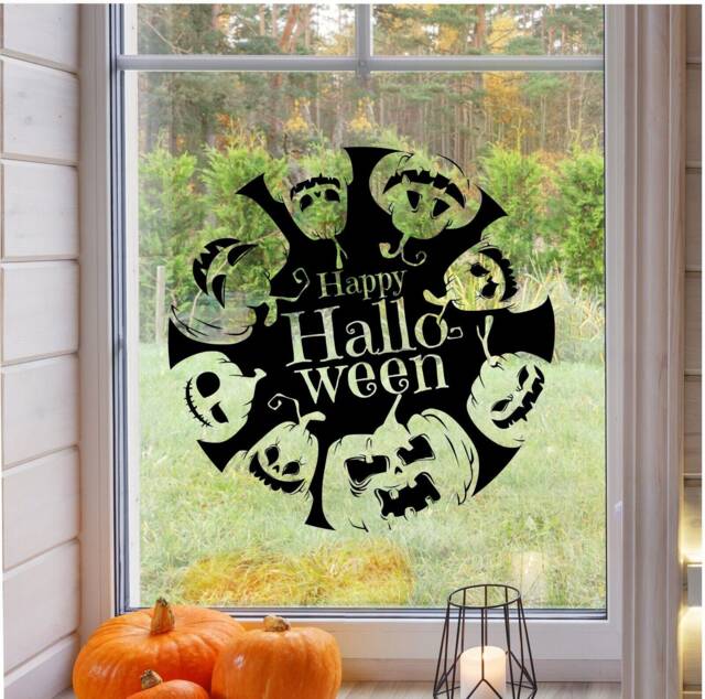 Happy Halloween Pumpkins Sticker Creepy Scary Decal Window Wall ...