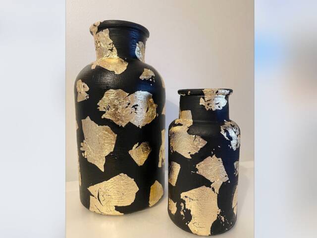 Large Gold Foil Vase - Modern Boho Scandinavian Pampas Grass Home Decor ...