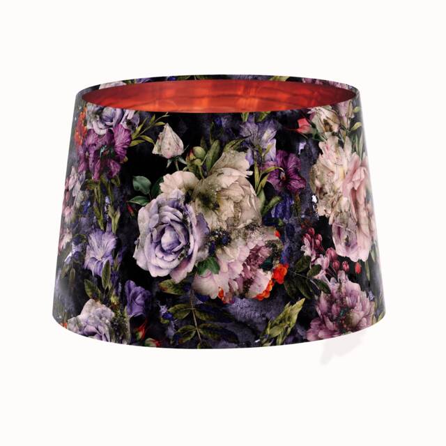 Tapered Lamp Shade, Vintage Flowers Velvet & Copper Lining Shade by ...