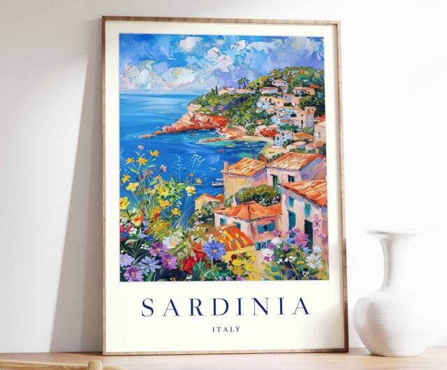 Sardinia Poster, Travel Print, Italy Wall Art, Italian Coastal Decor ...
