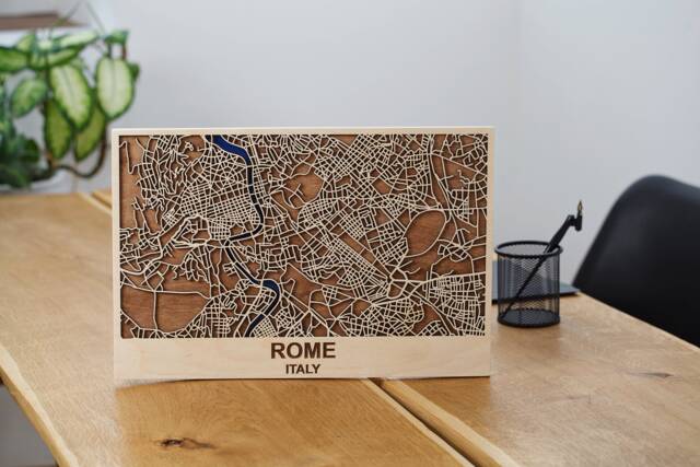 Wooden Custom City Map, Office Wall Art, Travel Lover Gift ...