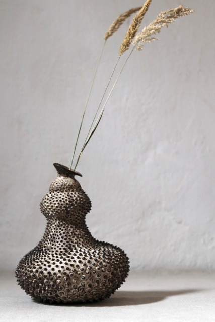 Spiky Object Vase Made Of Black Ceramic - Organic Modern Art Ceramics ...
