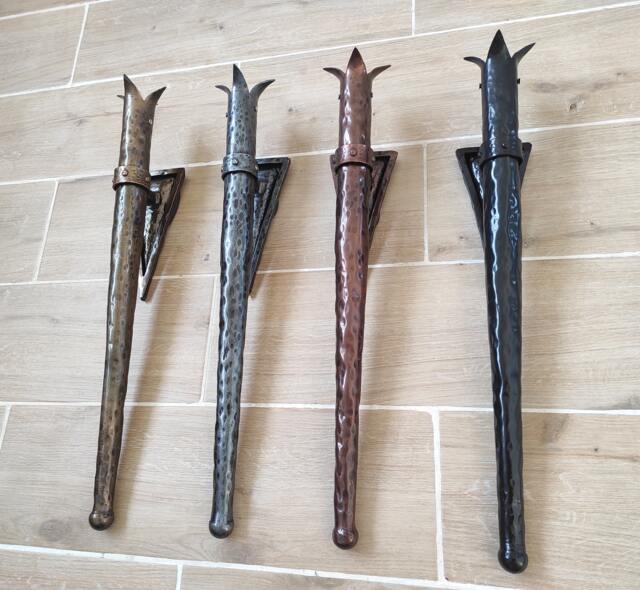 Hand Forged Wrought Iron Viking Torch Sconce - Medieval Wall Lantern by ...
