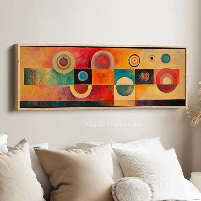 Abstract Wide Wall Art, Horizontal Wall Art, Large Framed Canvas ...